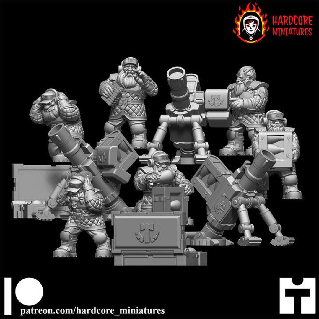 Space Dwarf Mortar Squad by Hardcore Miniatures for Sci-fi Wargaming - Etsy