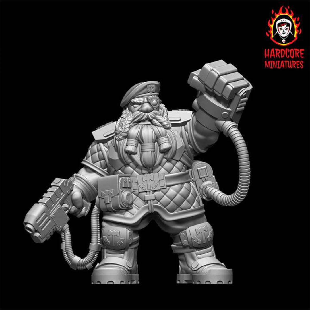 Space Dwarf Veterans Sergeant by Hardcore Miniatures for Sci-fi ...