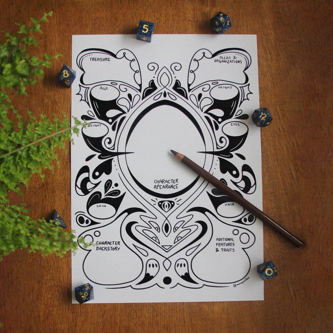 D&D Character Sheet Illustrated Printable 5e PDF Dnd - Etsy
