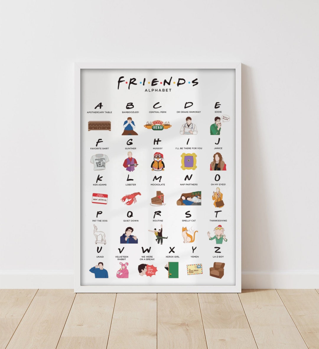 Vintage Friends TV Show Alphabet Poster Retro Modern Movie - Etsy Canada
