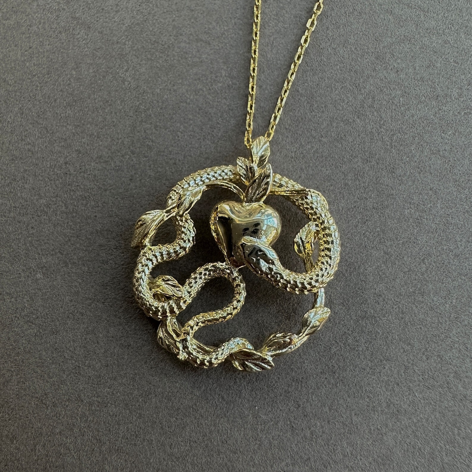 Snake Necklace, 925 Sterling Silver Serpent Necklace, Snake and Apple ...