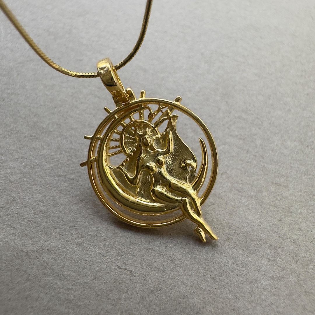 925 Silver Moon Goddess Selene Necklace, Selene Goddess Pendant ...