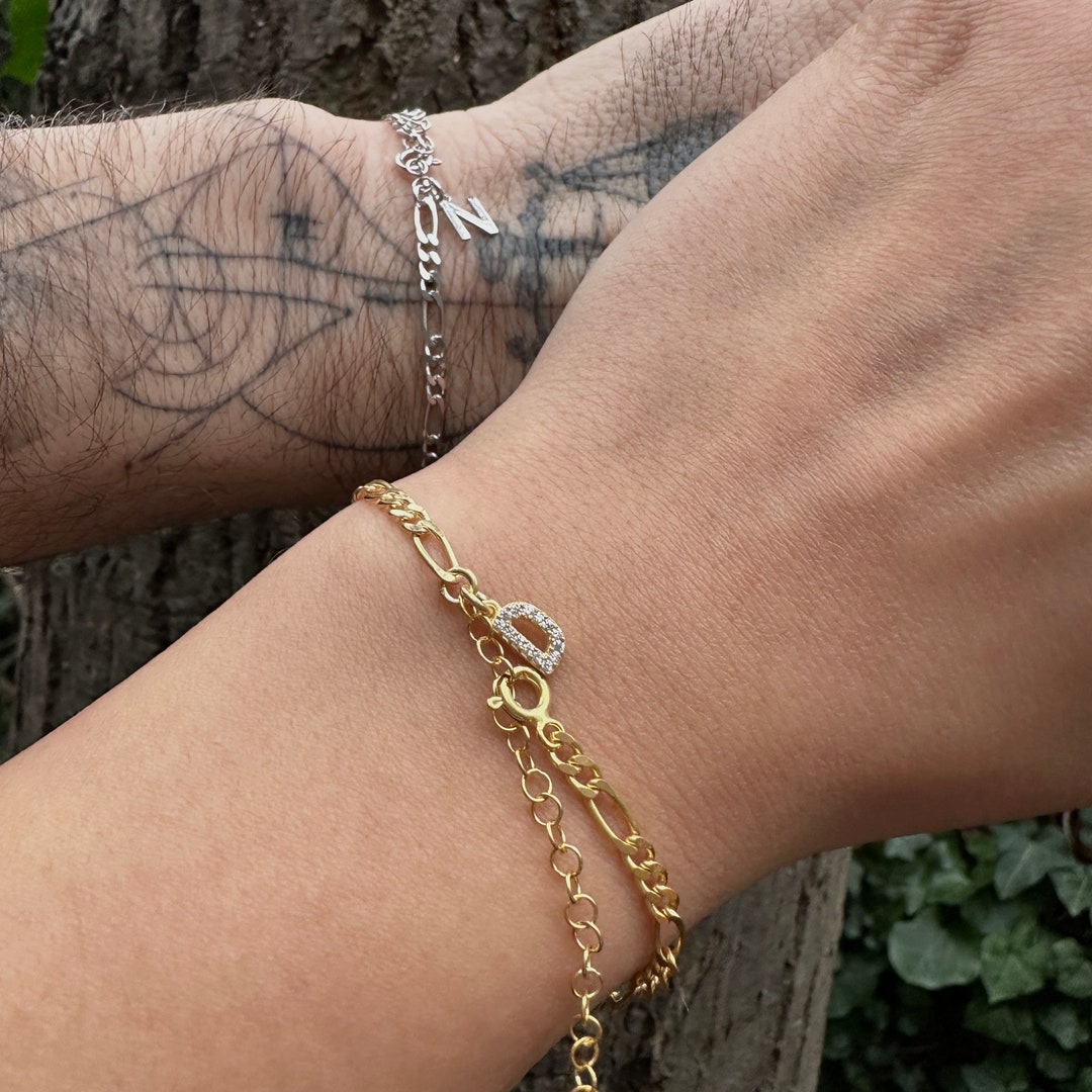 Sterling Silver Matching Bracelets for Couples, Initial Couple Bracelet ...