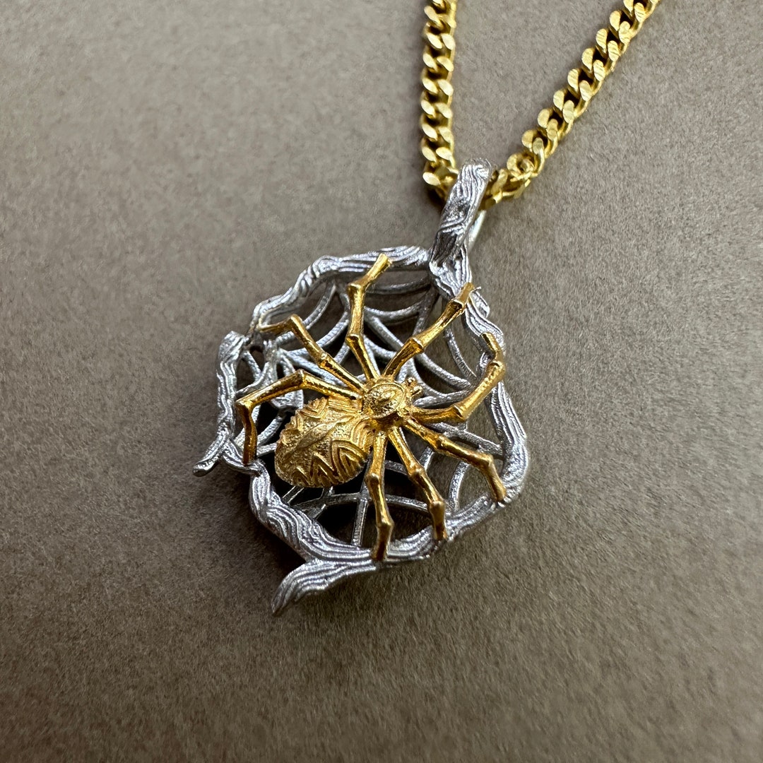 925 Sterling Silver Halloween Spider Necklace, Dainty Spooky Pendant ...