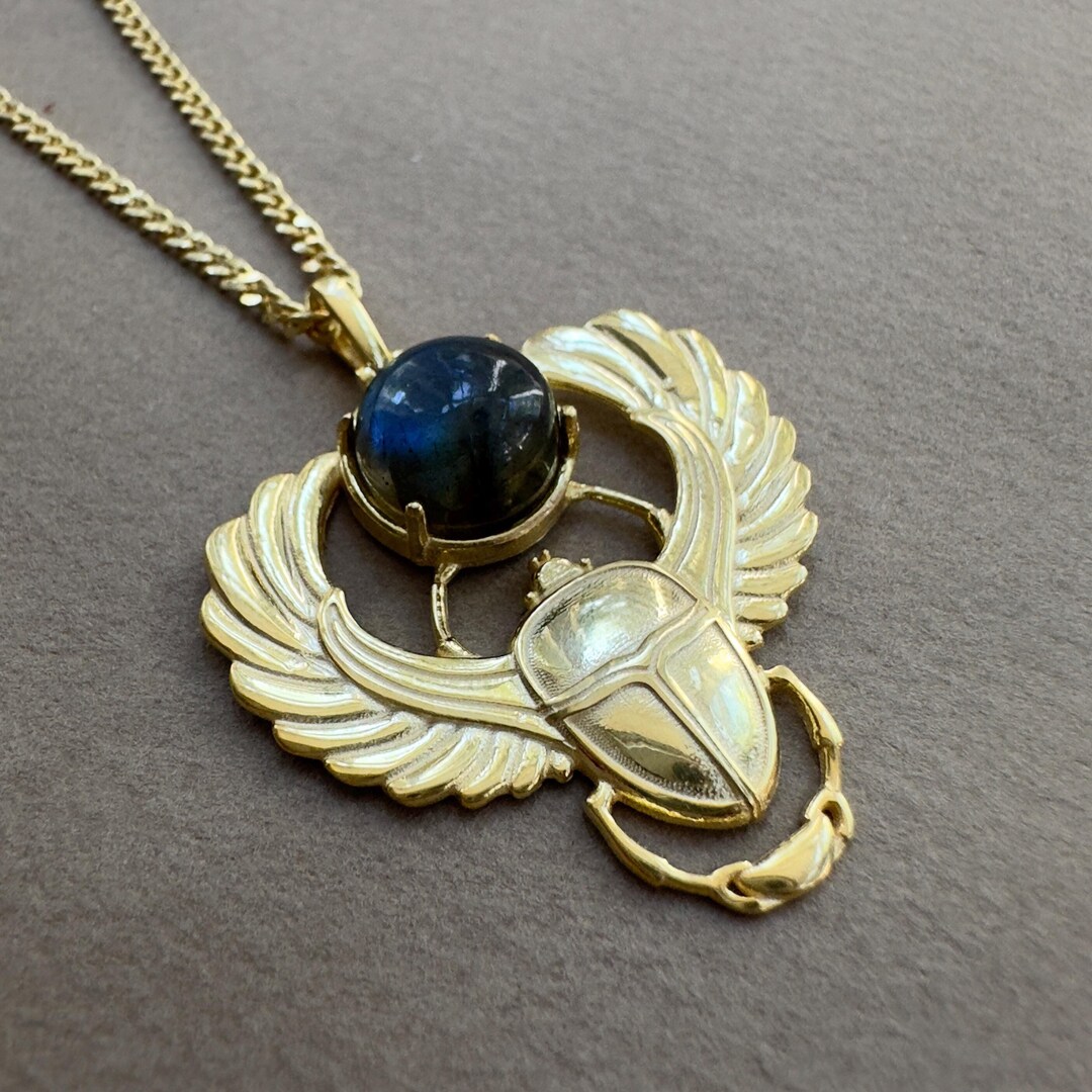 Labradorite Scarab Necklace,scarab God Khepri Necklace,925 Sterling ...