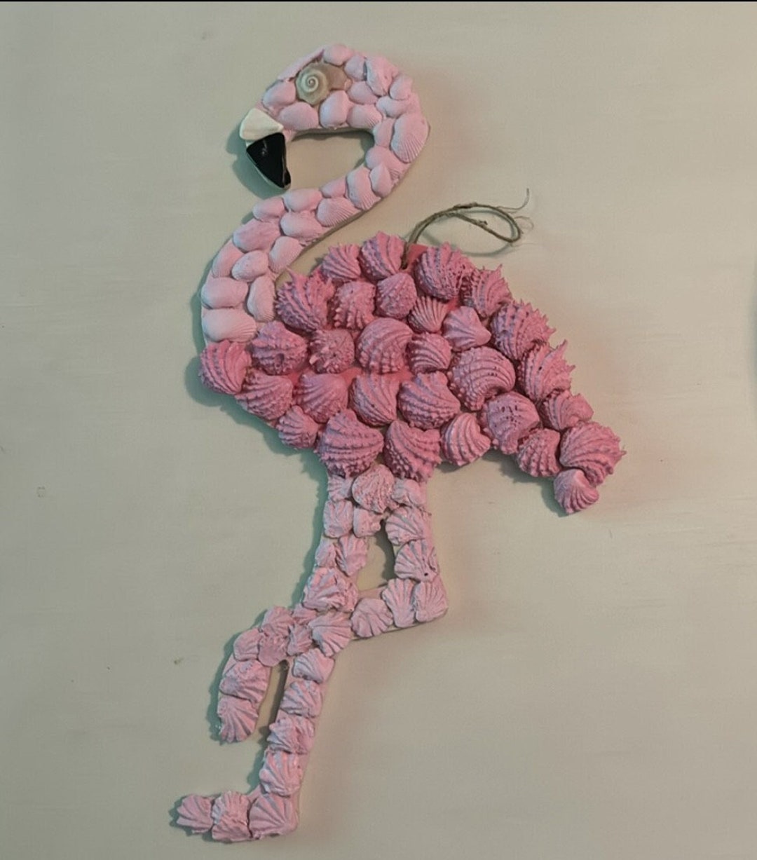 Coastal Seashell Pink Flamingo Wall Hanging - Etsy