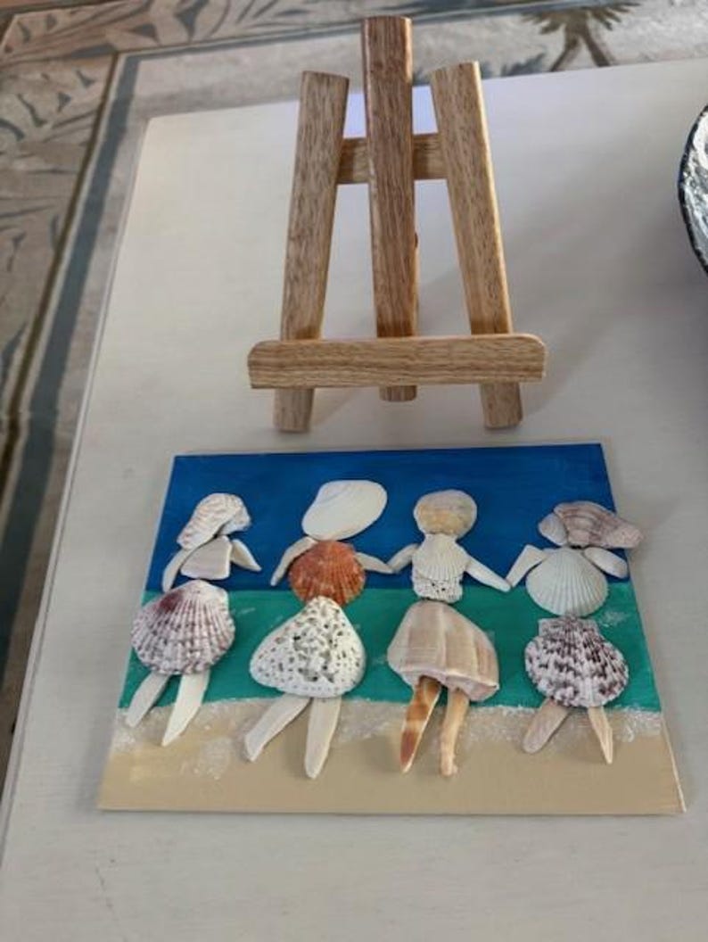 Ladies on the Beach Seashell Canvas Art - Etsy