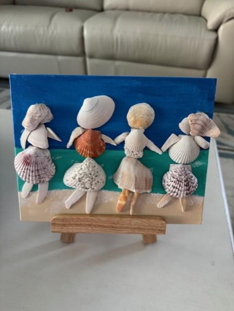 Ladies on the Beach Seashell Canvas Art - Etsy