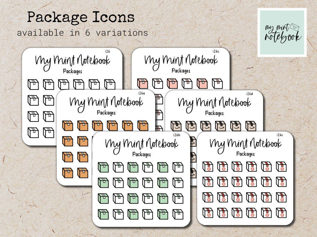 Package Icons - Minimalist Hand Drawn Stickers for Planner, Journal ...