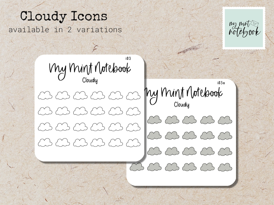Cloudy Icons - Minimalist Hand Drawn Stickers for Planner, Journal ...