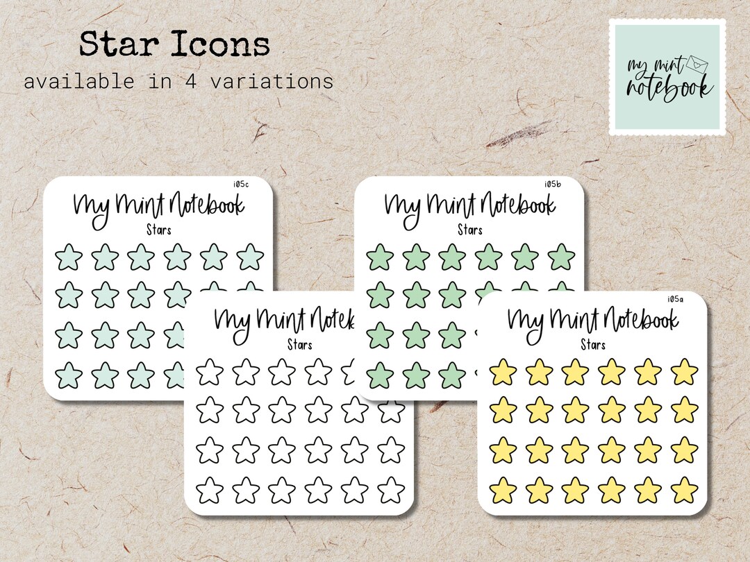 Star Icons - Minimalist Hand Drawn Stickers for Planner, Journal ...