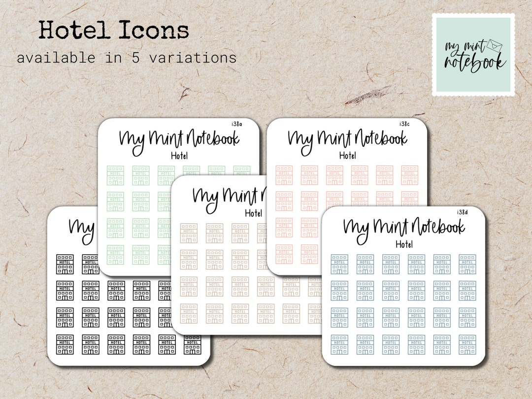 Hotel Icons - Minimalist Hand Drawn Stickers for Planner, Journal ...