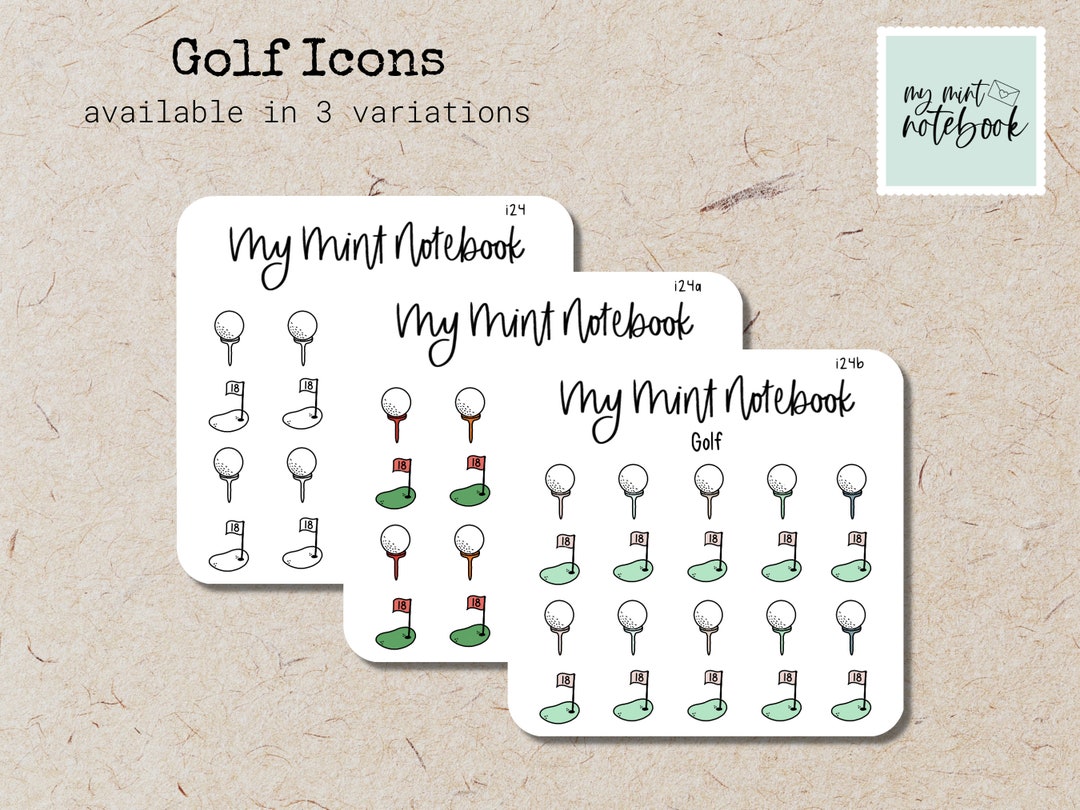Golf Icons - Minimalist Hand Drawn Stickers for Planner, Journal ...