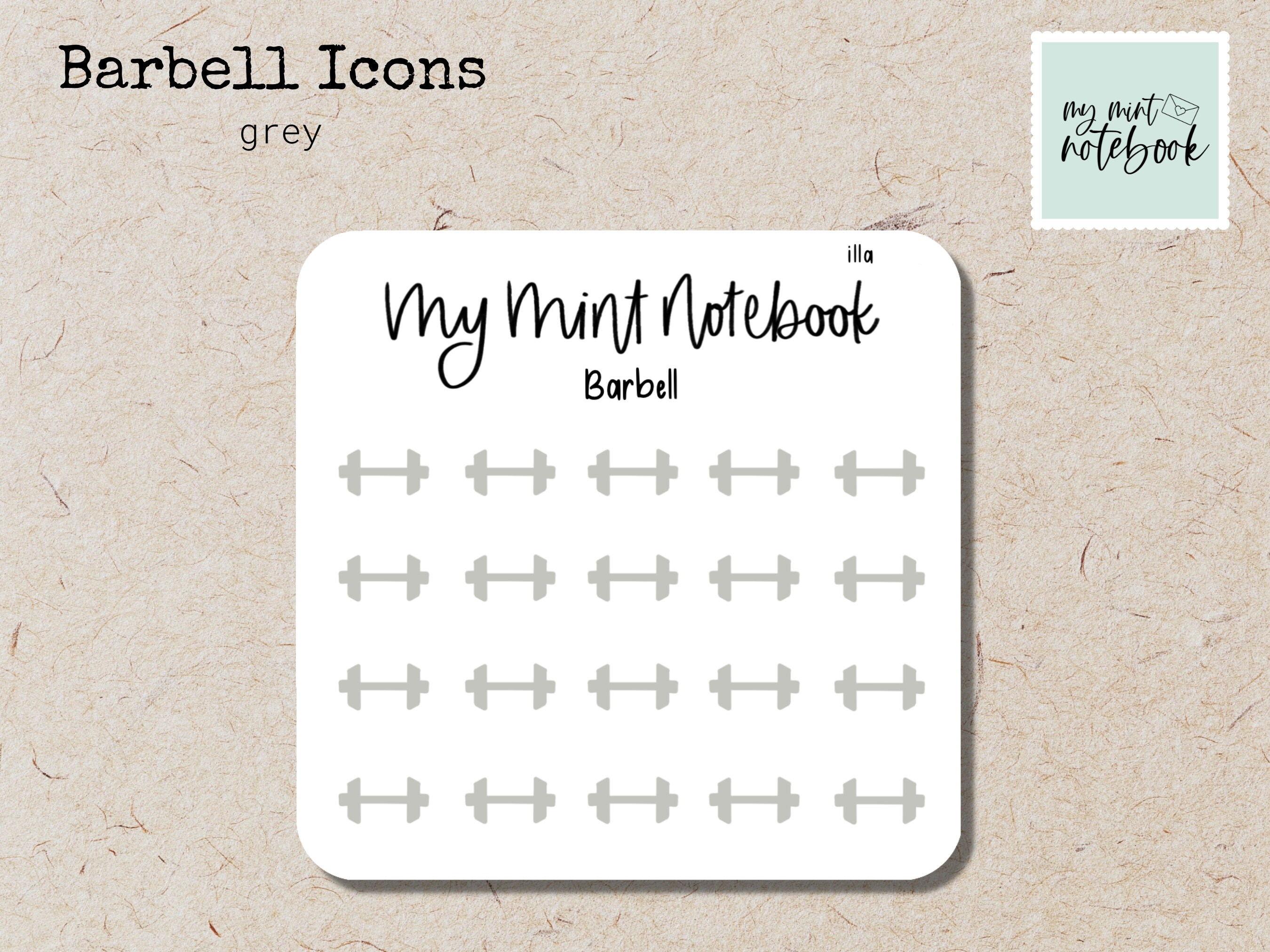 Barbell Icons Minimalist Hand Drawn Stickers for Planner, Journal ...