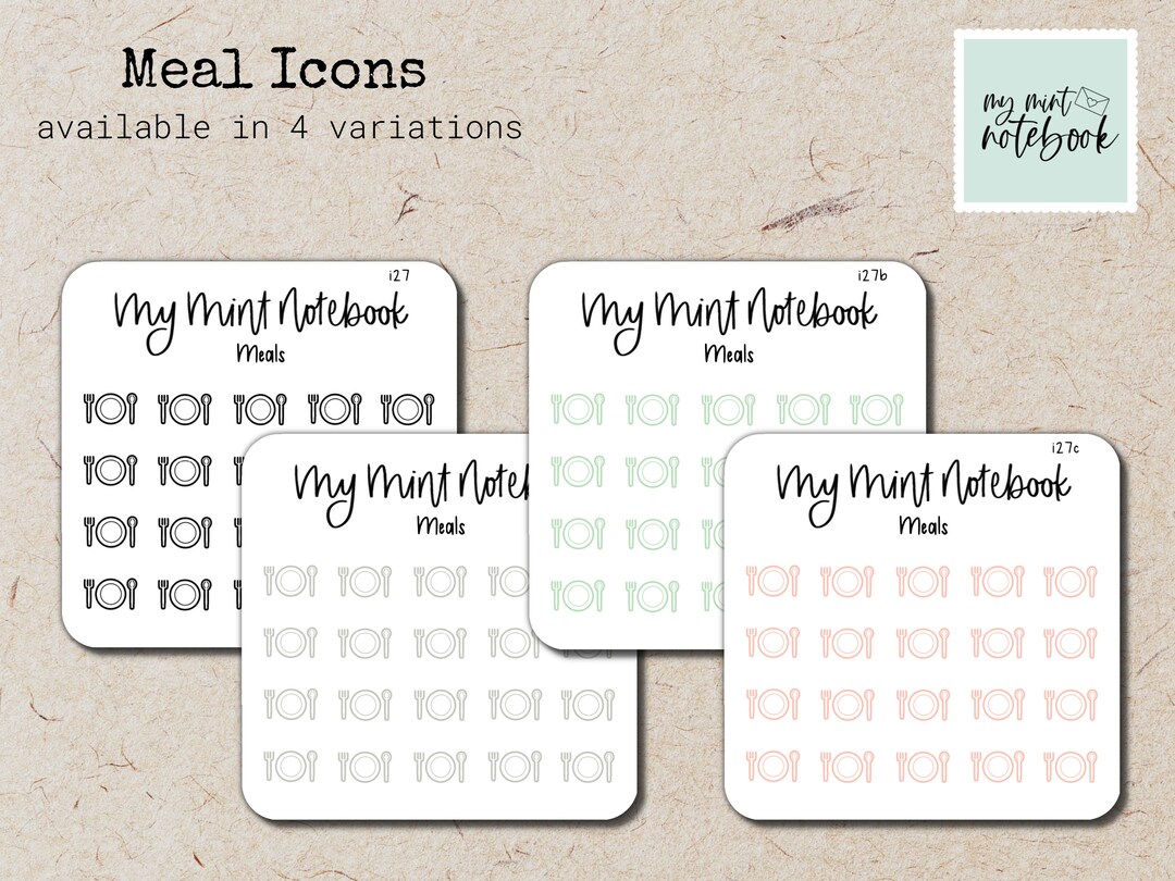 Meal Icons Minimalist Hand Drawn Stickers for Planner, Journal ...