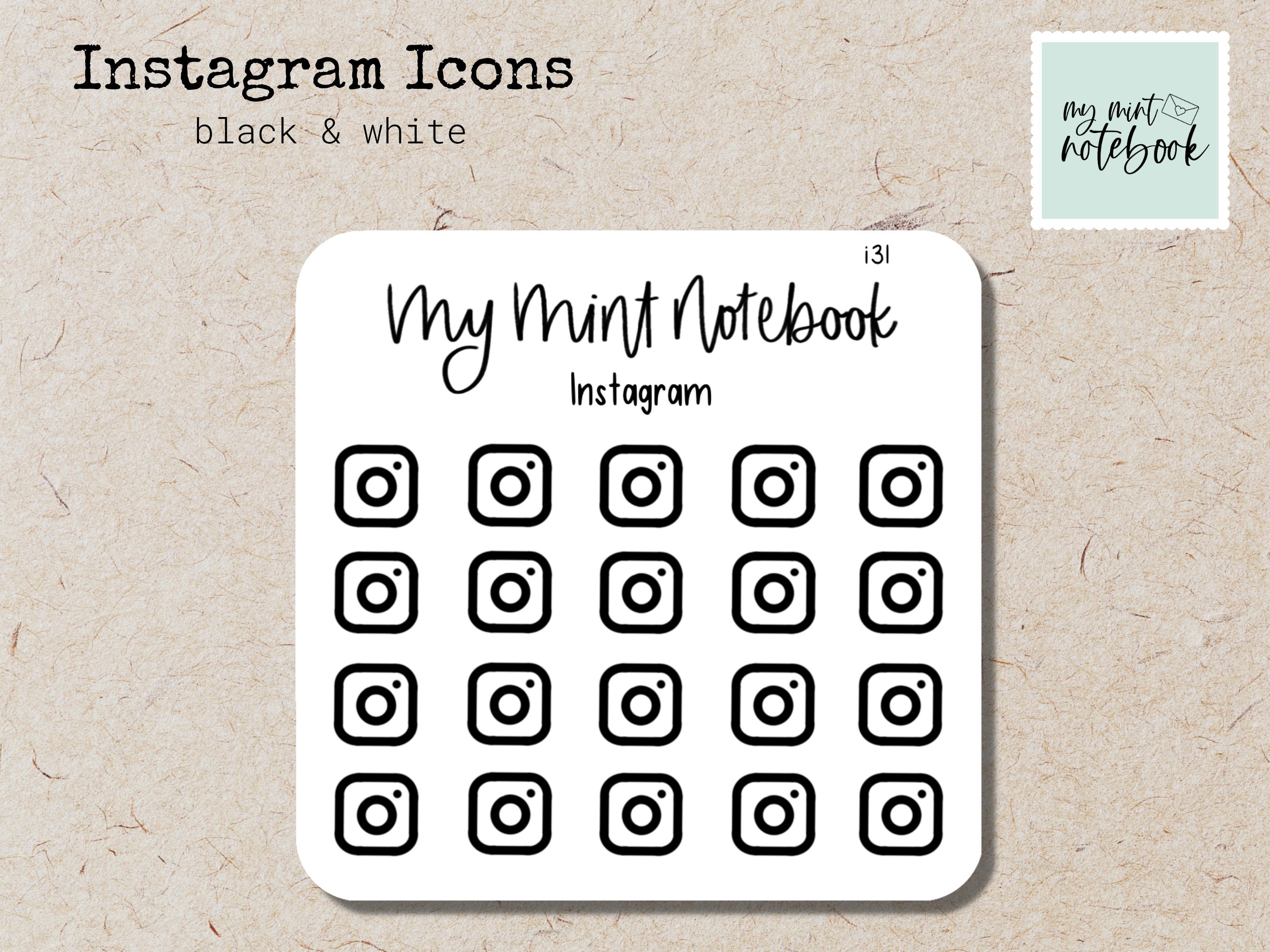 Instagram Icons Minimalist Hand Drawn Stickers for Planner - Etsy