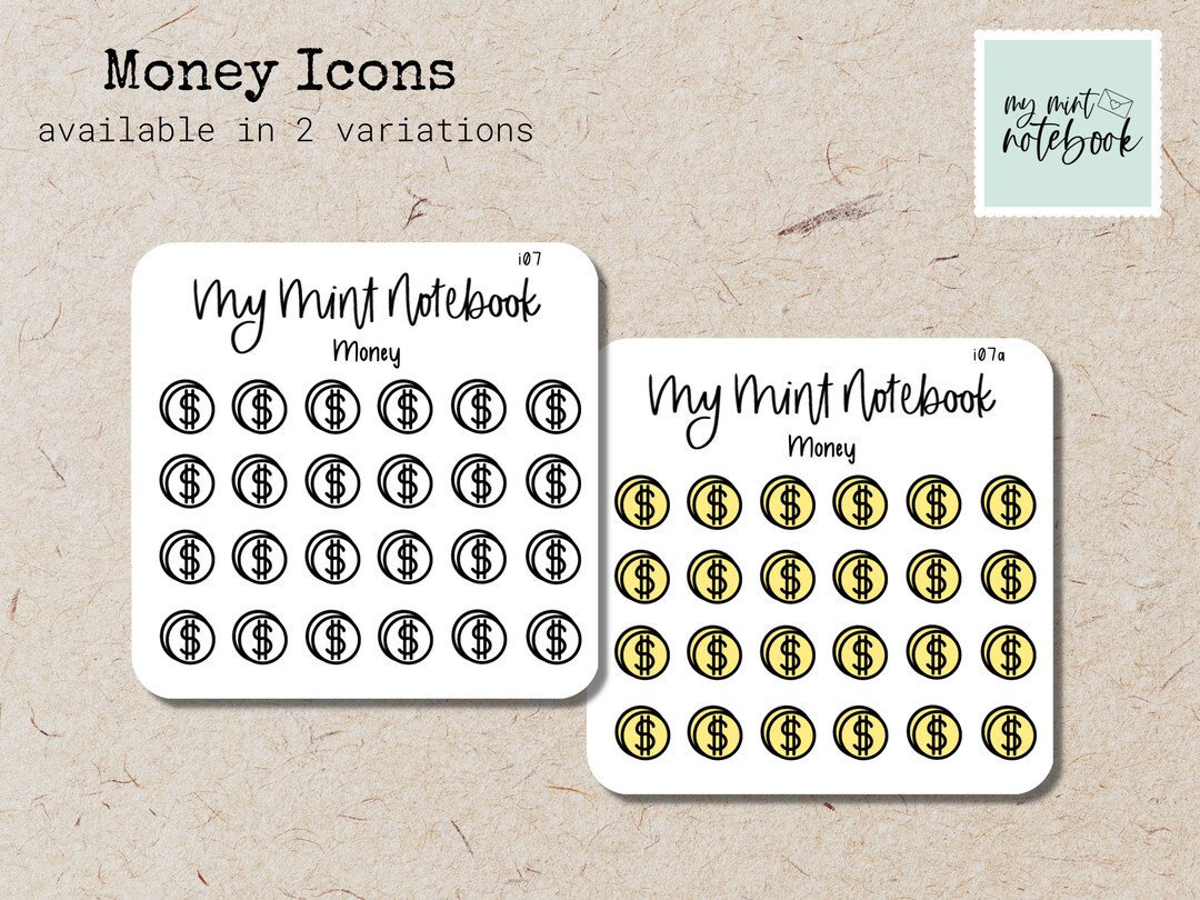 Money Icons - Minimalist Hand Drawn Stickers for Planner, Journal ...