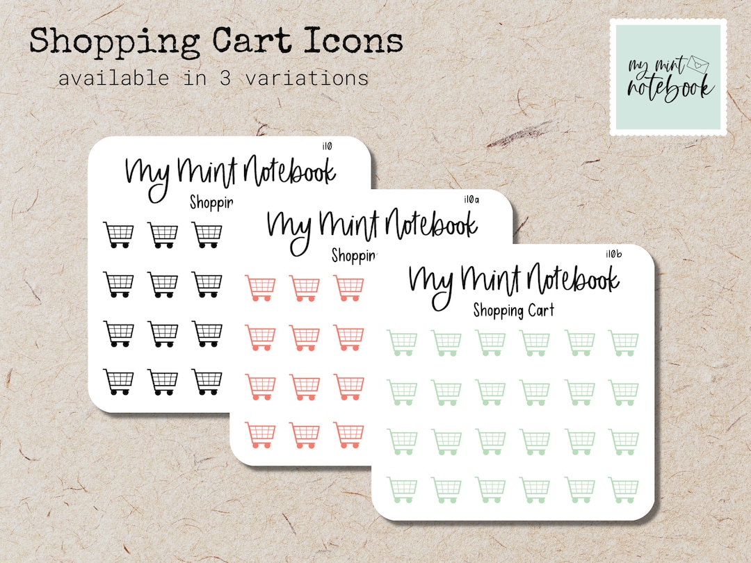 Shopping Cart Icons - Minimalist Hand Drawn Stickers for Planner ...