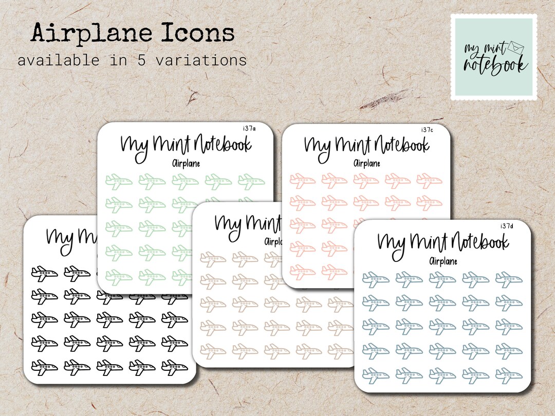 Airplane Icons - Minimalist Hand Drawn Stickers for Planner, Journal ...