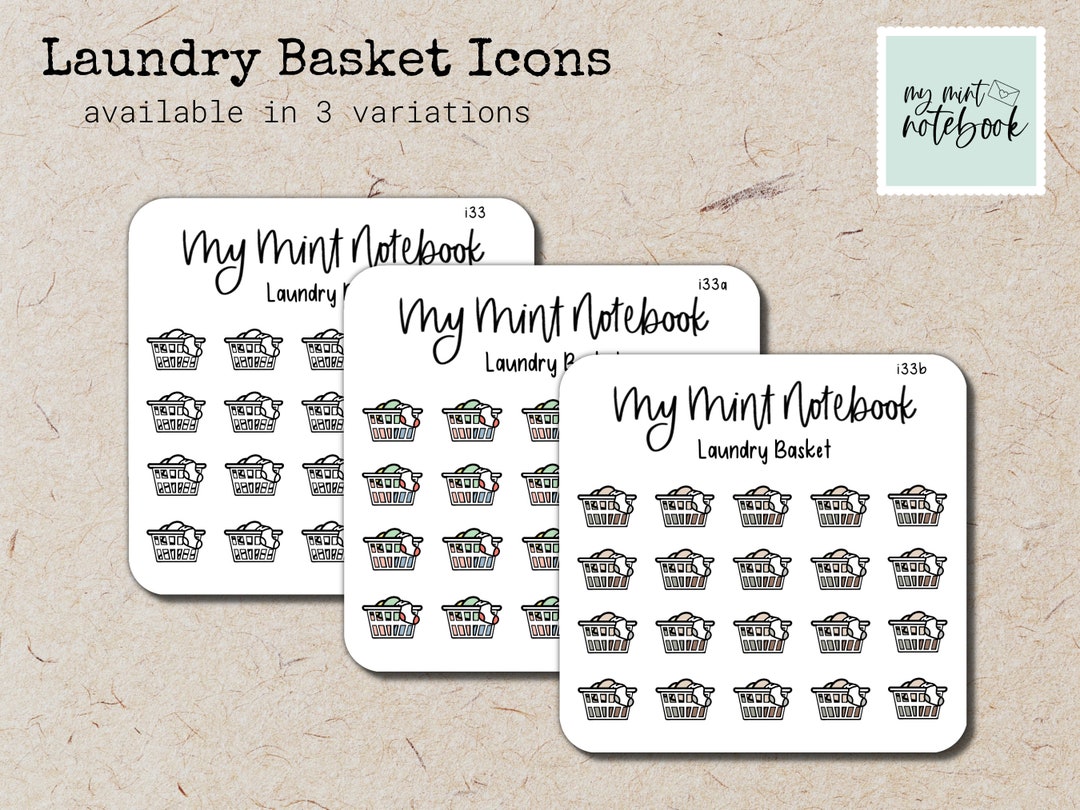 Laundry Basket Icons Minimalist Hand Drawn Stickers for Planner ...