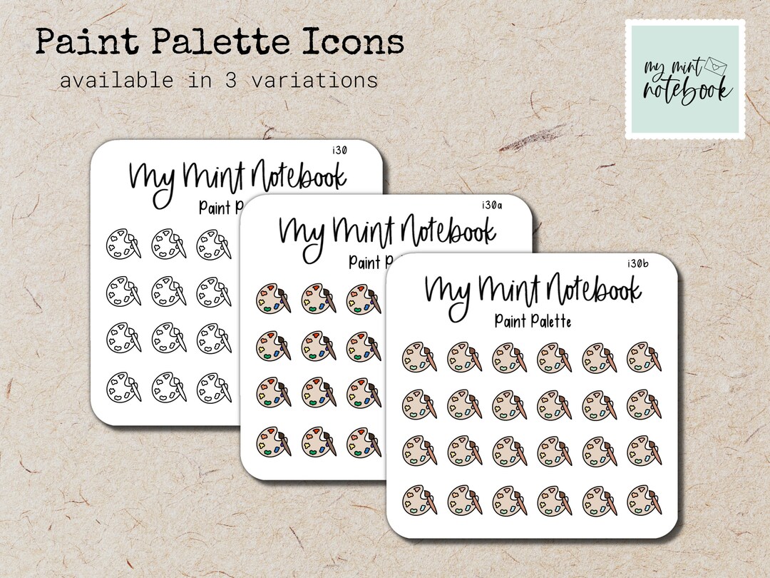 Paint Palette Icons - Minimalist Hand Drawn Stickers for Planner ...