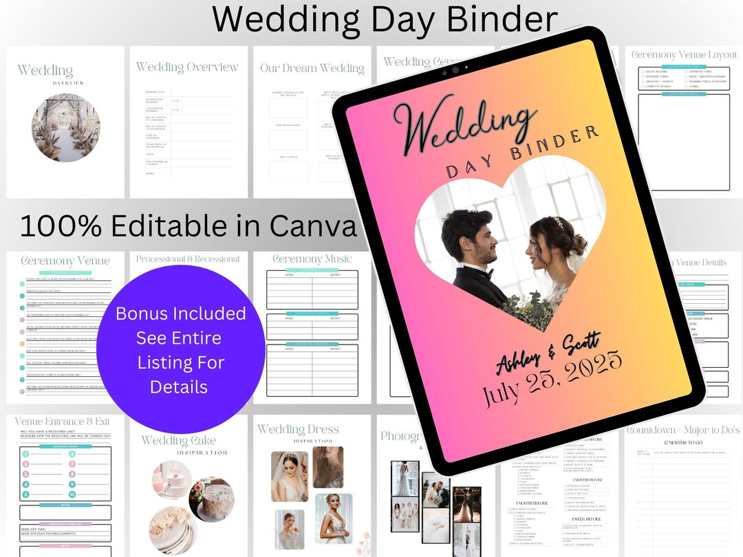 Ultimate Wedding Day Binder Bundle, Canva Wedding Planner Template ...