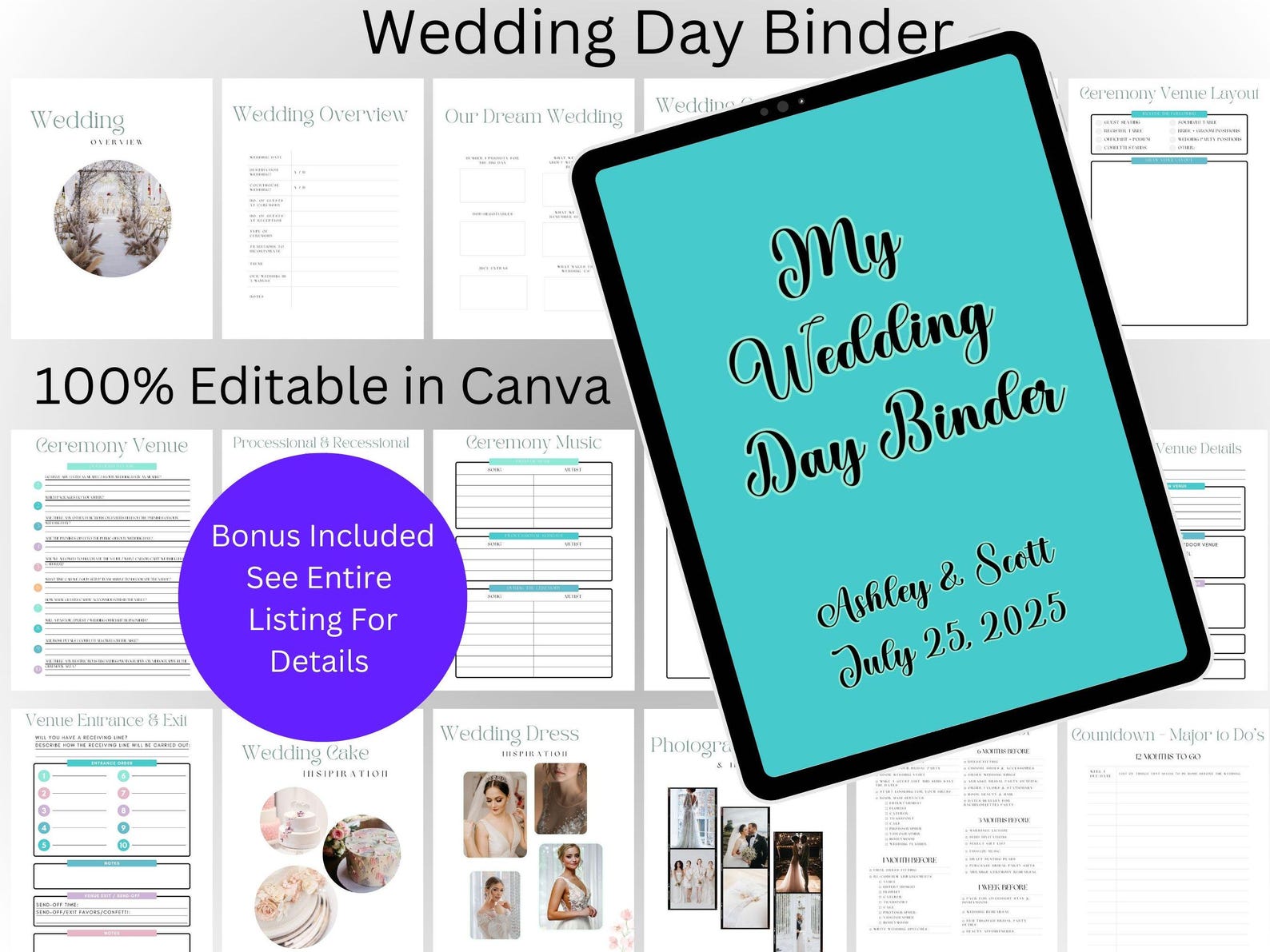 Ultimate Wedding Binder, Edit in Canva, Wedding Itinerary, Instant ...