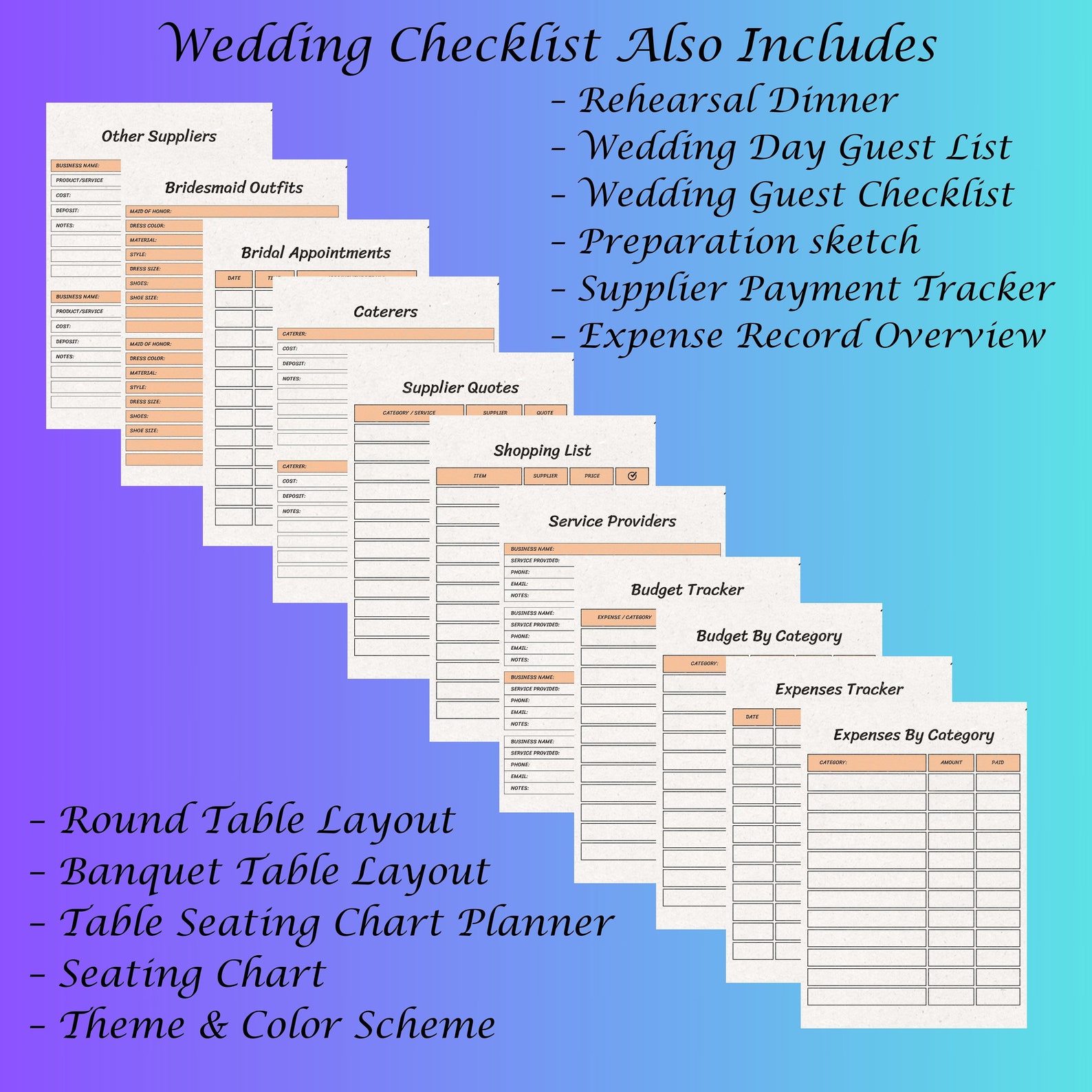 Day of Wedding Checklist, Wedding Checklist, Wedding Planner Checklist ...