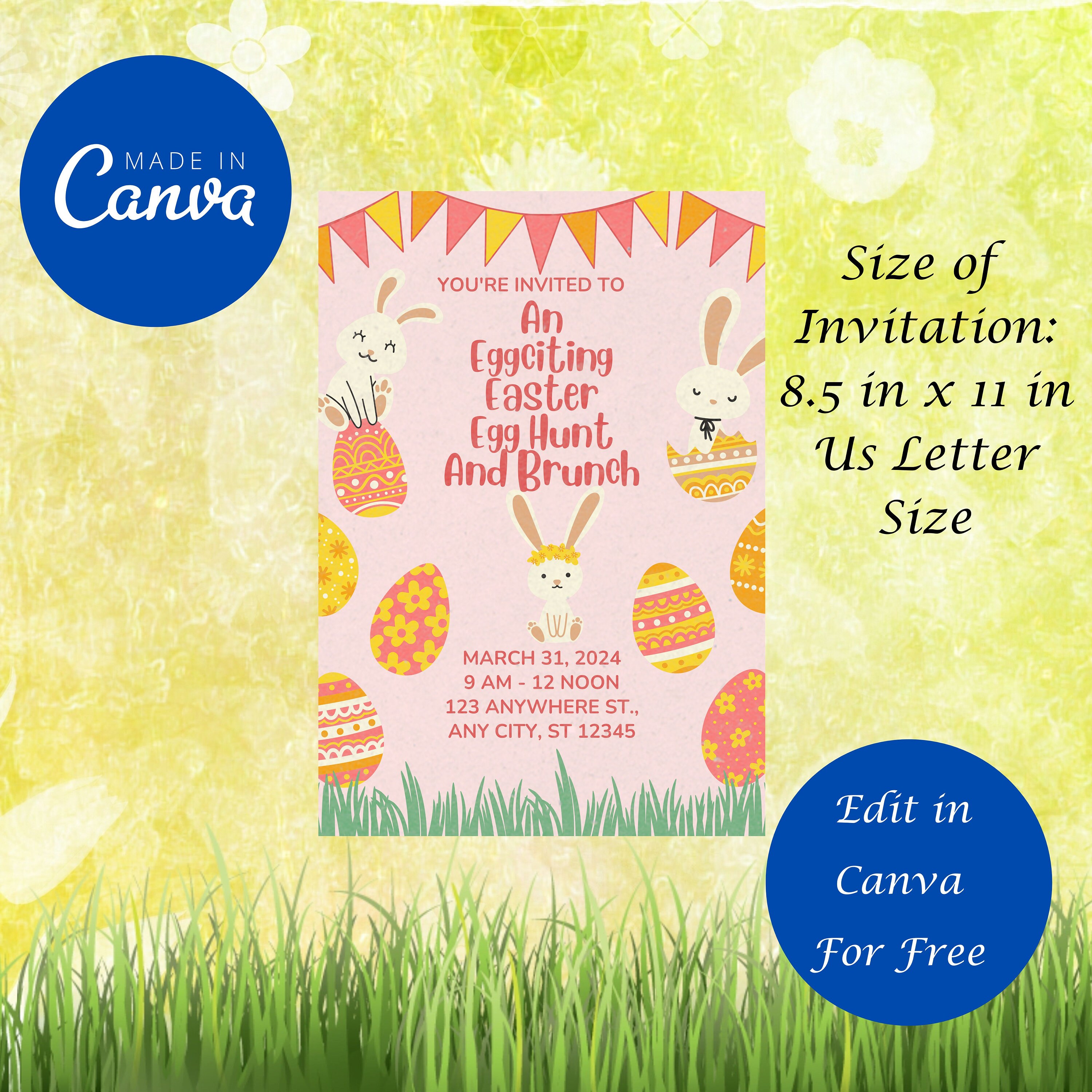 Easter Party Invite, Easter Brunch Invite, Easter Brunch Invitation ...