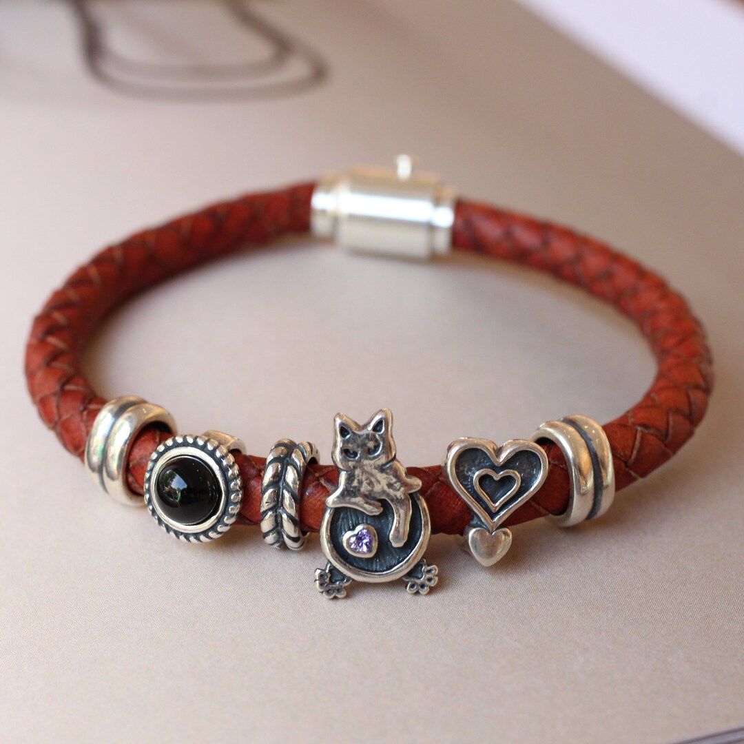 Unique Bohemian Leather Bracelet With Silver Beads|men’s Leather ...