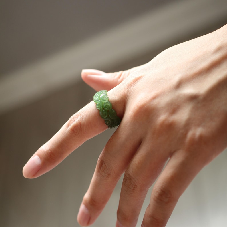 Authentic Icy Green Jade Ring Women|natural Jade Donuts Band Men ...