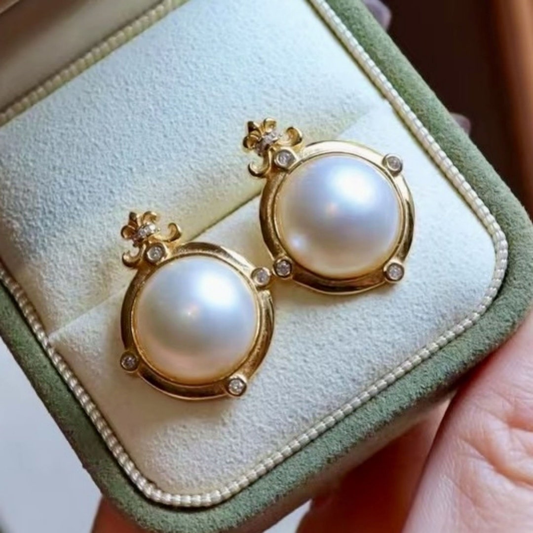 Natural Mabe Pearl Studs Earrings S925 Silvermabe Pearl Natural Mabe Pearl Studs Earrings S925 Silvermabe Pearl
