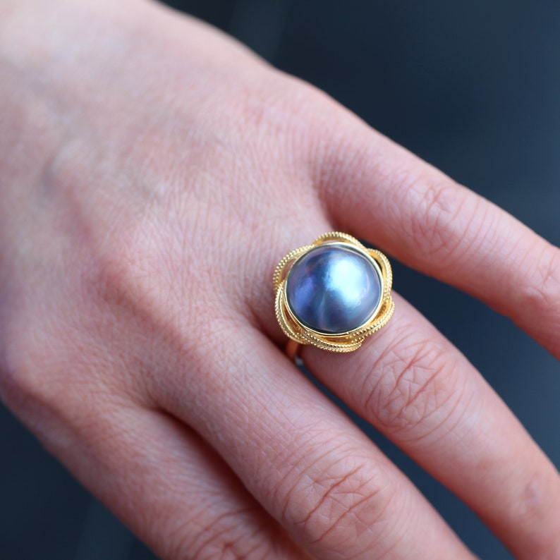 Genuine Mabe Pearl Ring S925 Silver Women|minimalist Simple Mabe Pearl ...
