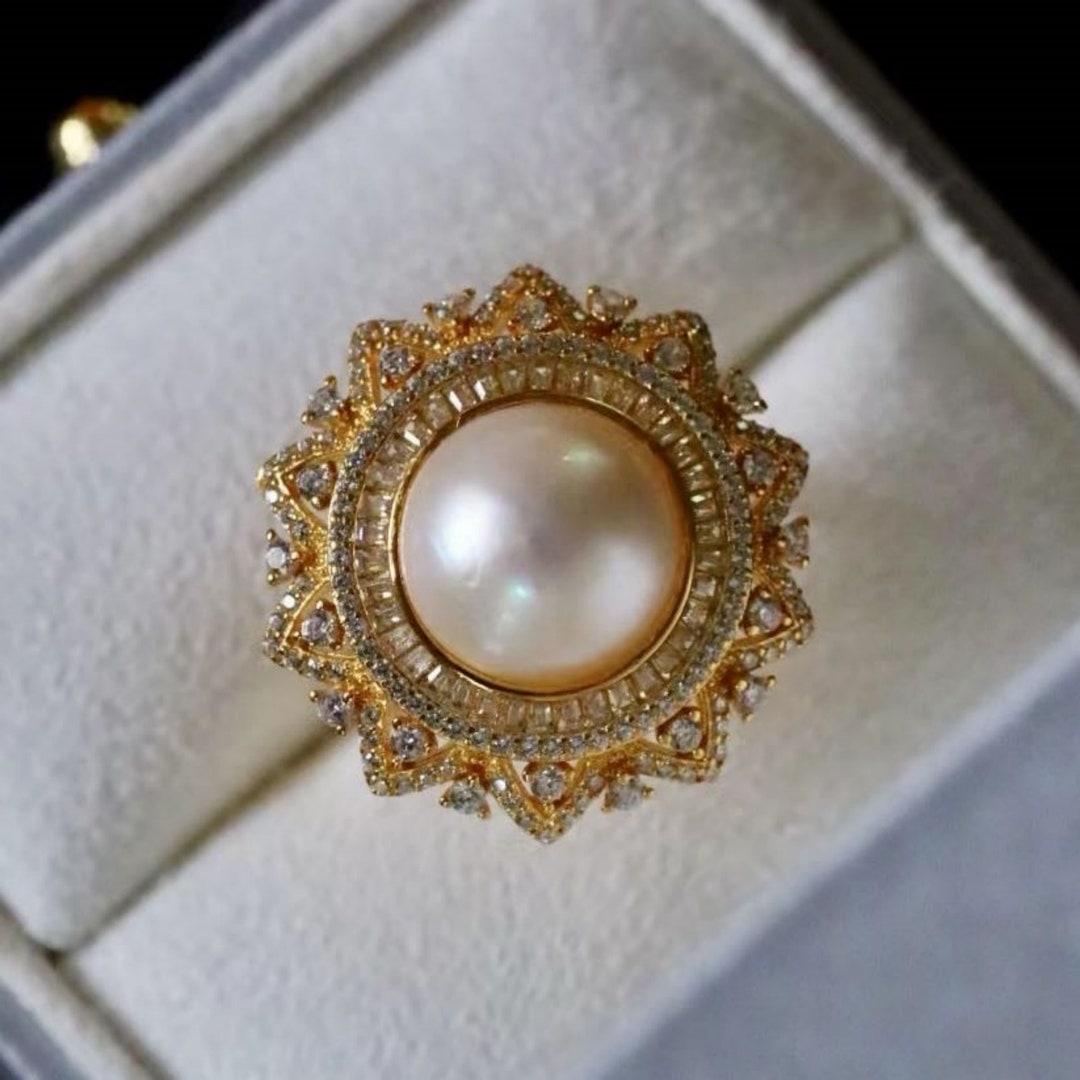 Genuine Mabe Pearl Ring S925 Silver|intage Antique Mabe Pearl Jewelry ...