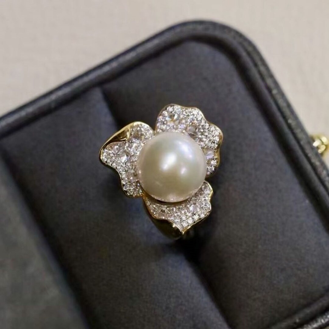 Natural Big Pearl Ring Silver|unique Charm Pearl Ring Gold|statement ...