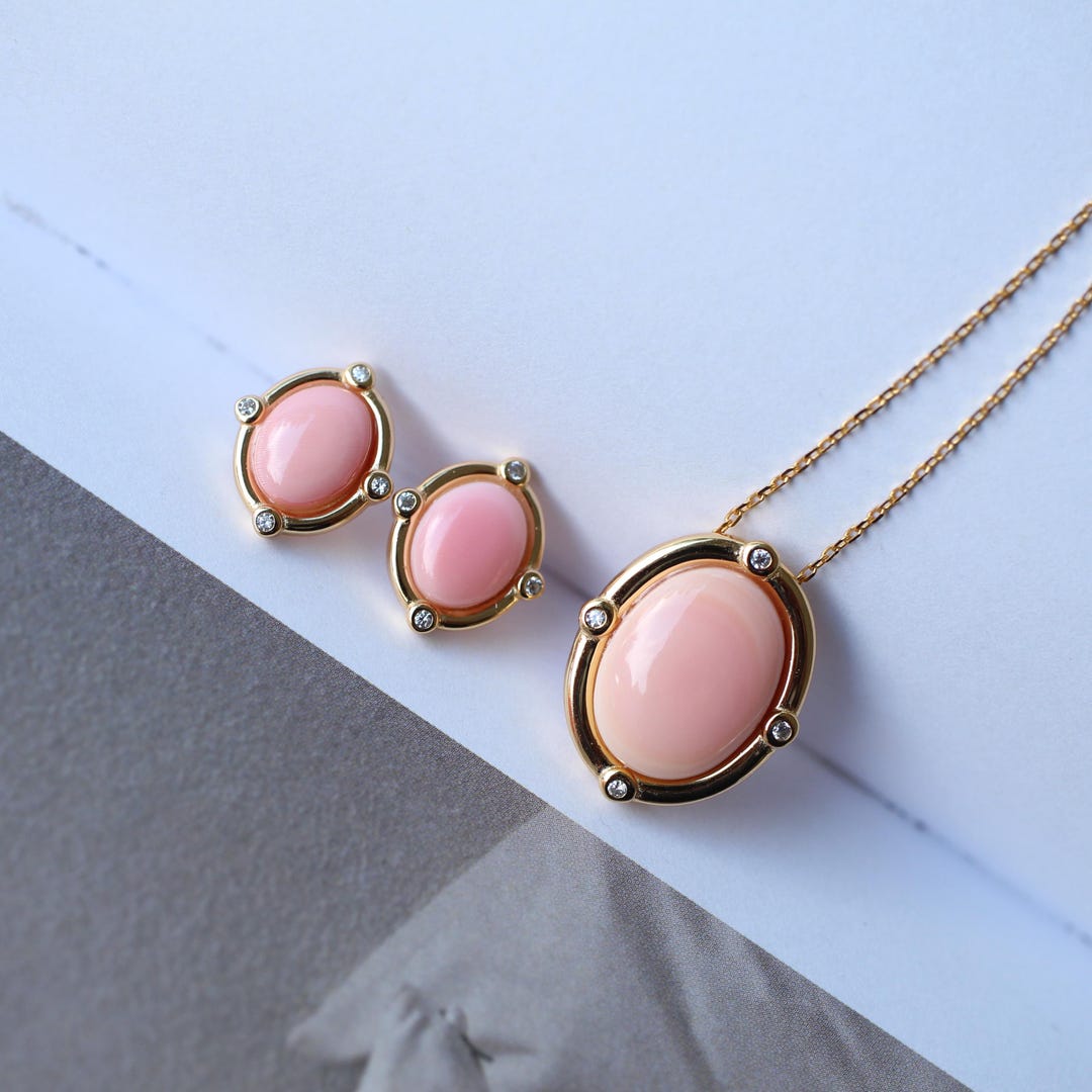 Natural Pink Queen Conch Shell Jewelry Set|pink Sea Shell Stud Earrings ...