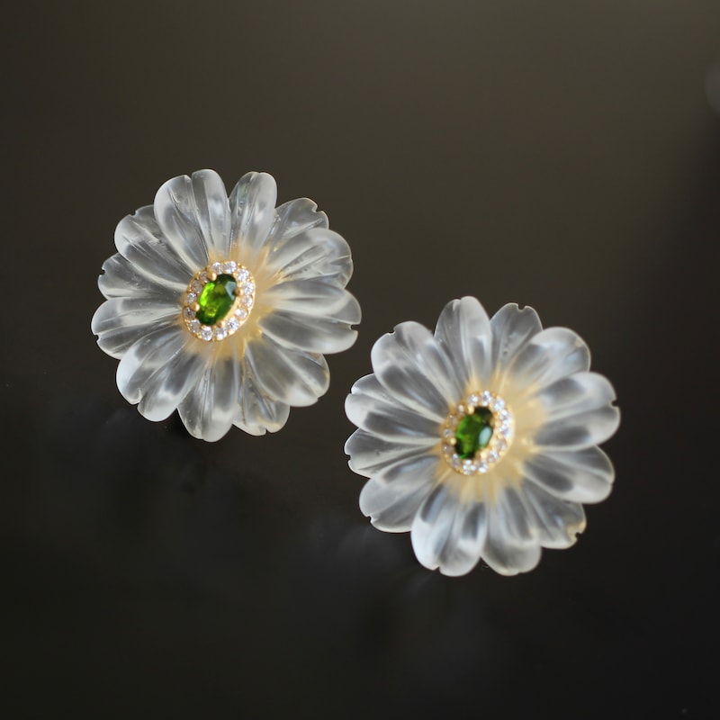 Carved Rock Crystal Earring - Etsy