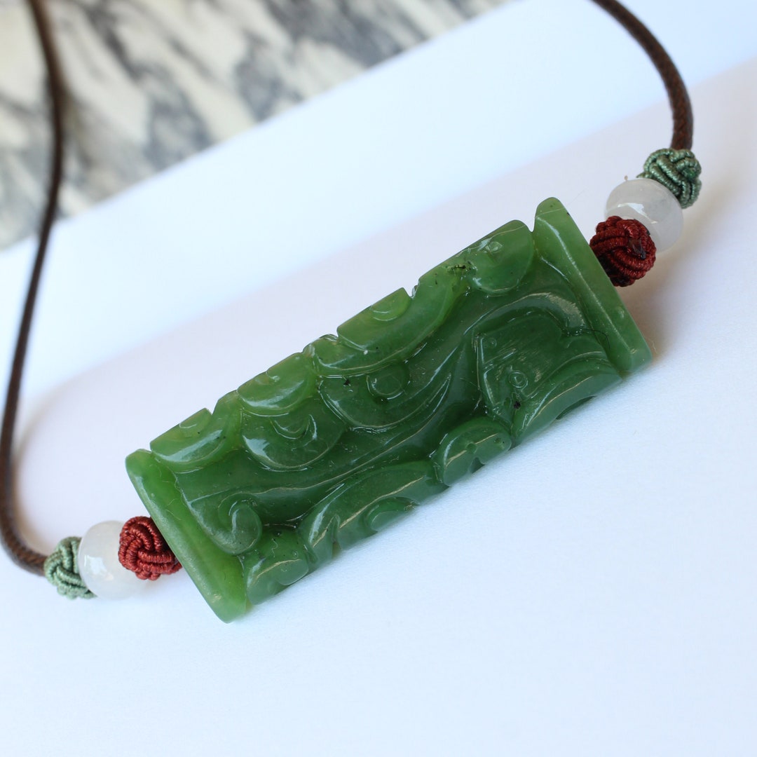Unique Natural Pyramid Shape Green Jade Pendant|real Jade Necklace With ...
