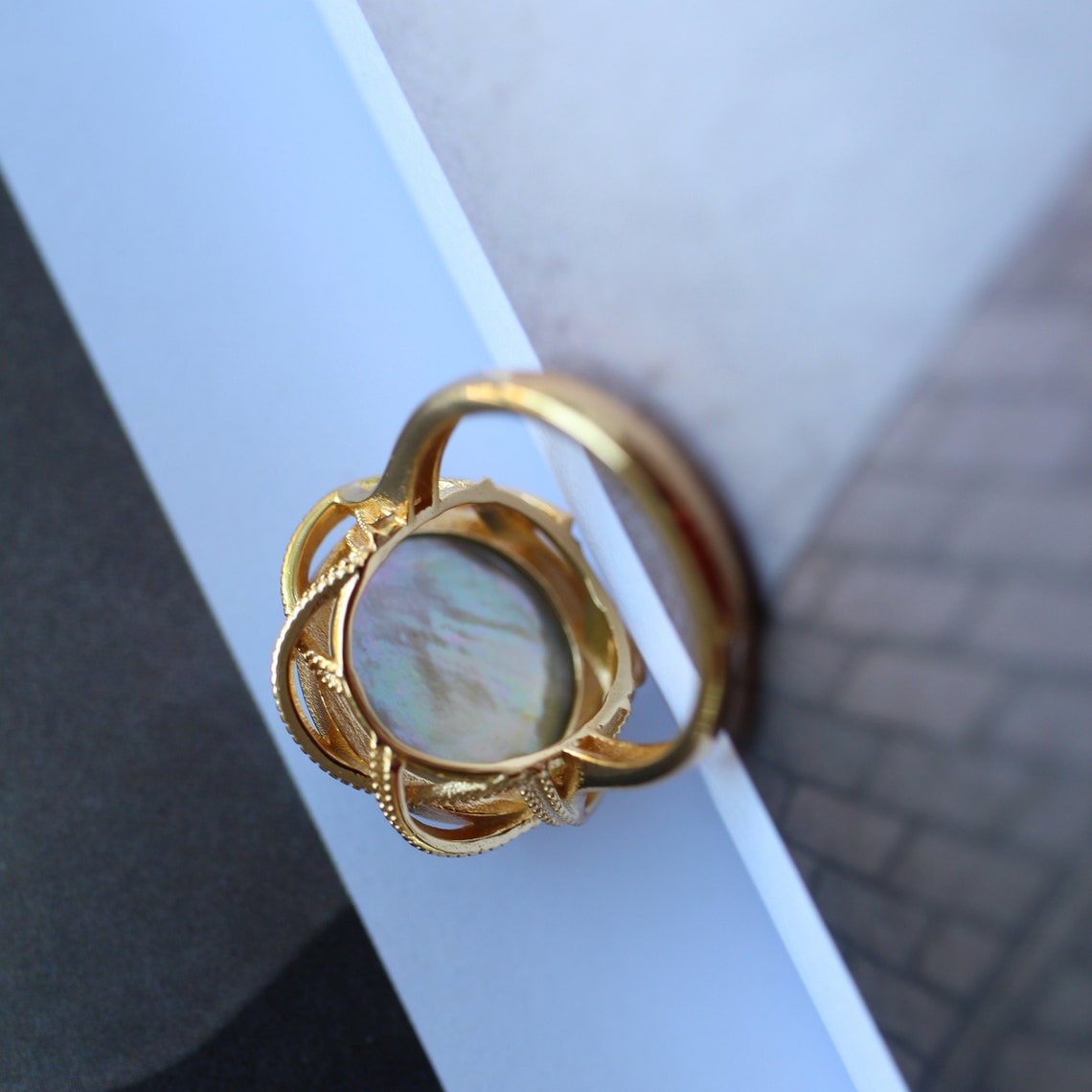 Genuine Mabe Pearl Ring S925 Silver Women|minimalist Simple Mabe Pearl ...