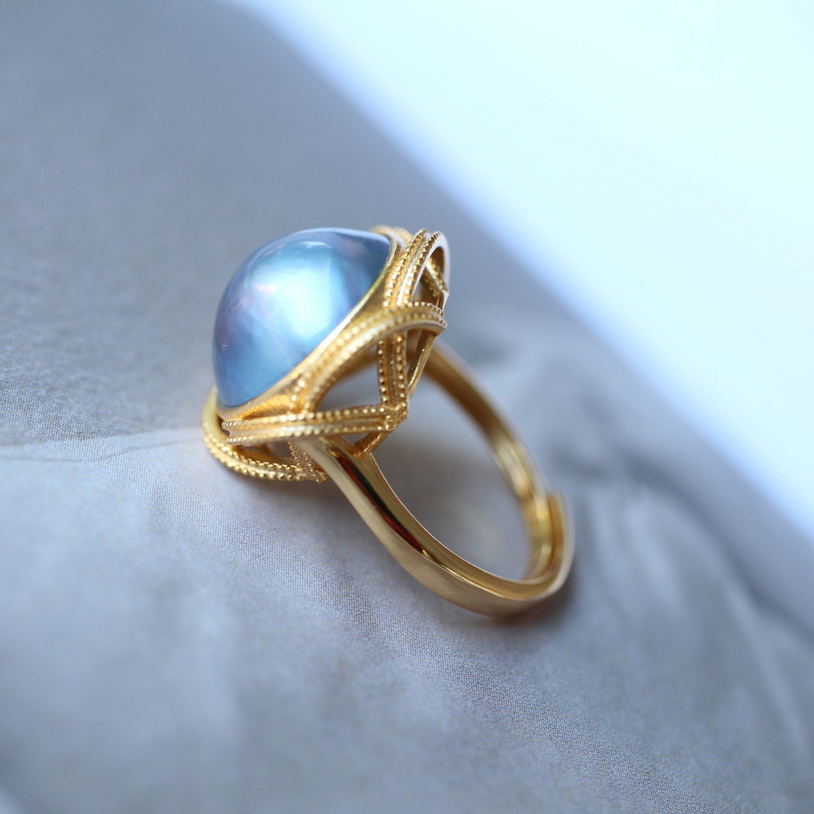 Genuine Mabe Pearl Ring S925 Silver Women|minimalist Simple Mabe Pearl ...