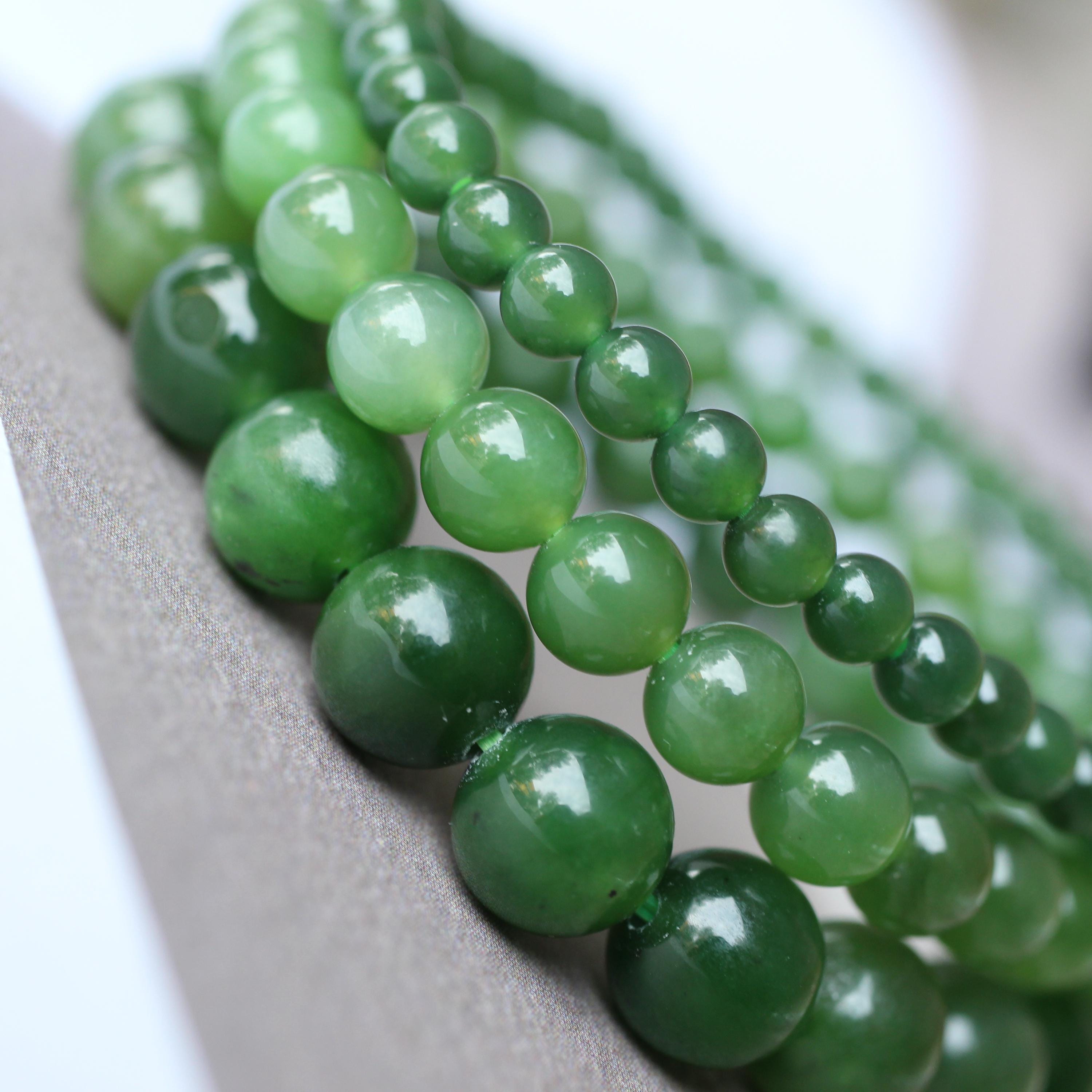 Natural Vivid Green Jade Beaded Bracelet|high Quality Jade Bangle ...