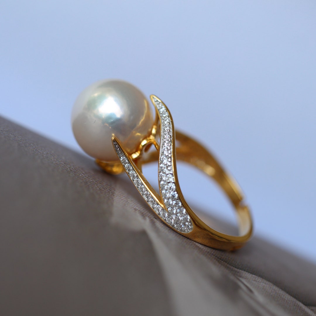 Natural Big Pearl Ring Silver|minimalist Pearl Ring Gold|statement ...