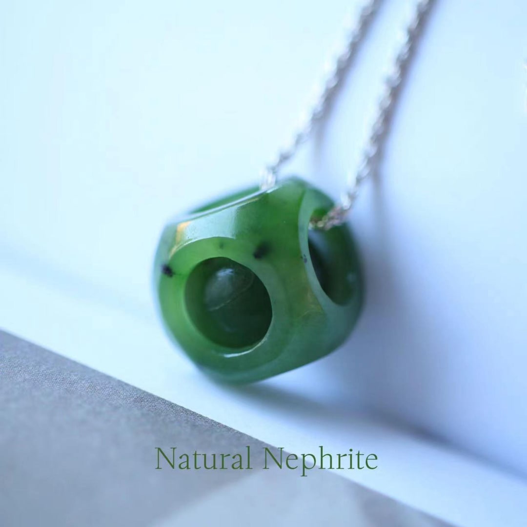 Unique Carved Green Nephrite Jade Pendant|authentic Natural Art Deco ...