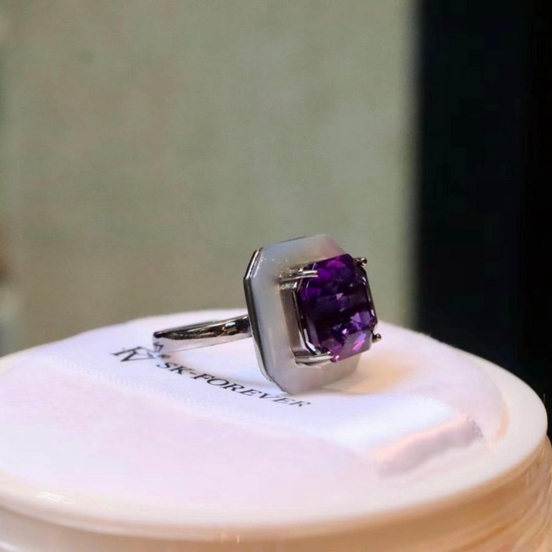 Natural High End Amethyst Ring Women/unique Vintage Radiant Cut ...