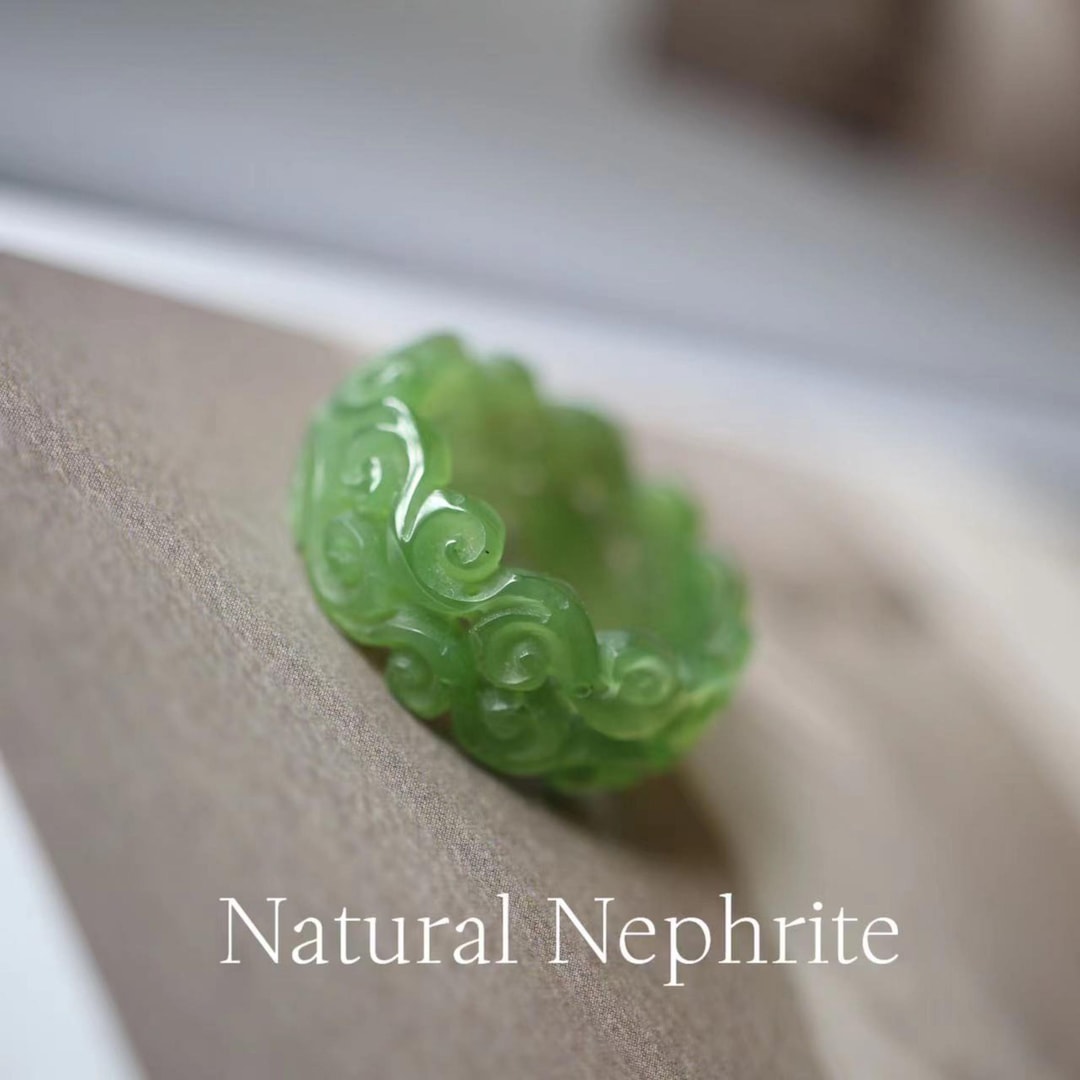 Authentic Icy Green Jade Ring Women|natural Jade Donuts Band Men ...