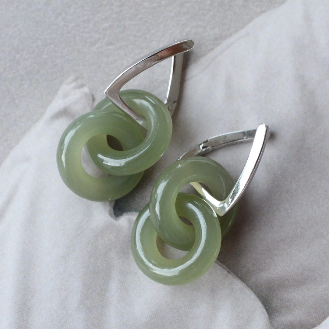 Natural Green Jade Drop Earring 925 Silver|unique Jade Drop Earrings ...