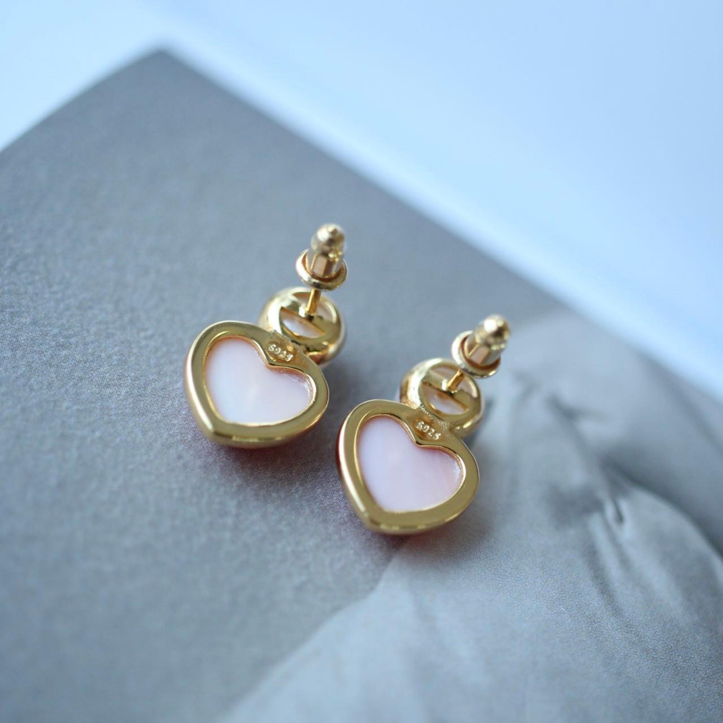 Natural Heart Pink Queen Conch Shell With Pearl Earring Silver/art Deco ...