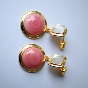 Pink Conch Pink Shell Earrings|unique Pink Gem Stud Earring|untreated Pink Smooth Round Shell ...