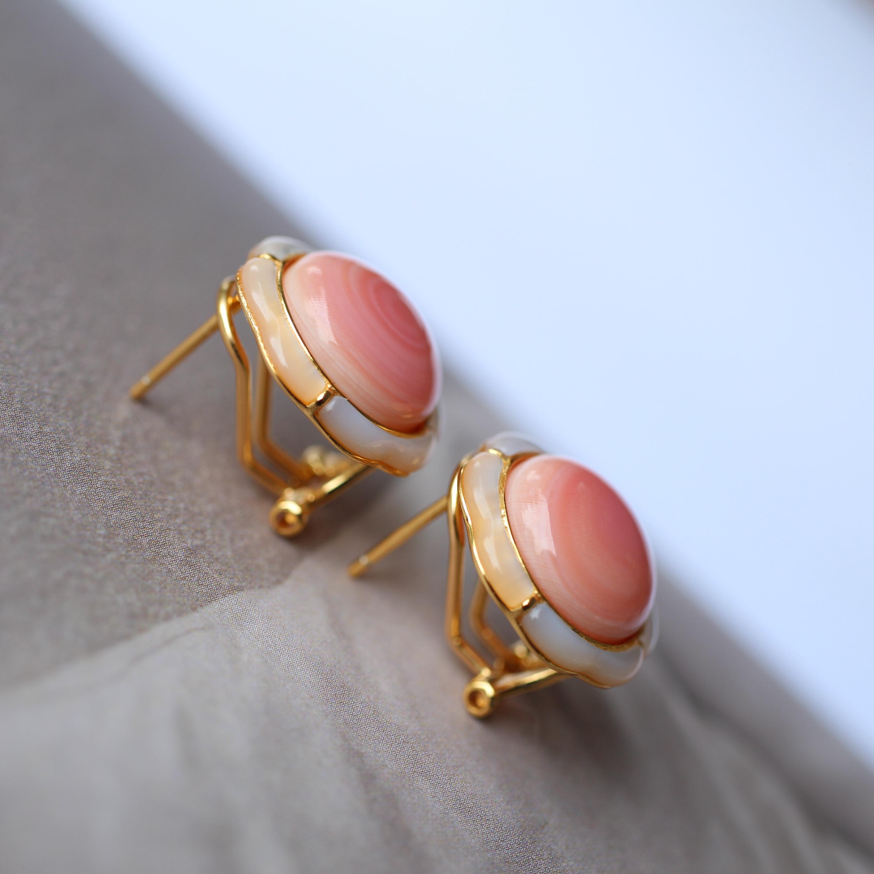 Natural Pink Conch Pink Shell Earrings|pink Sea Shell Stud Earrings ...