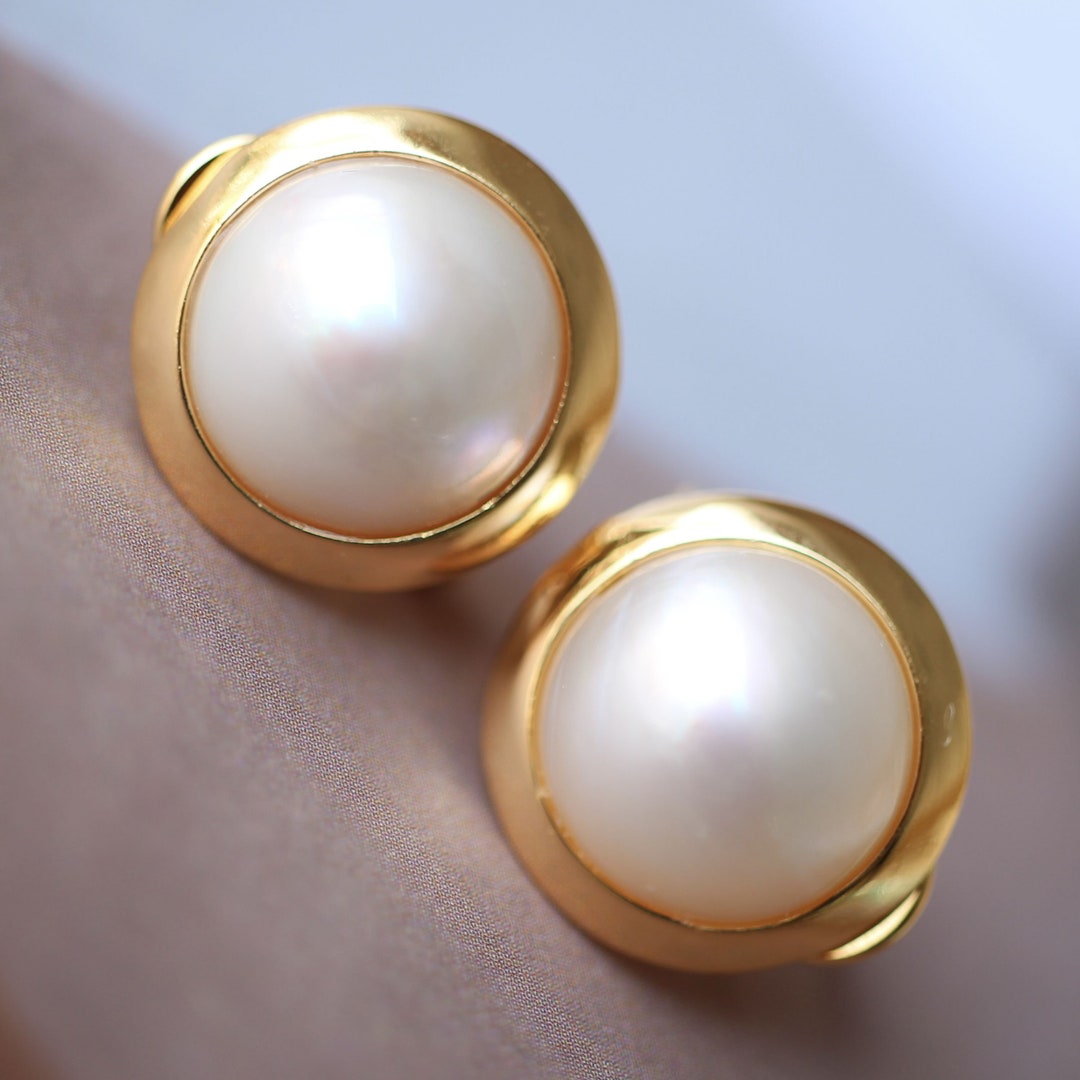 Natural Mabe Pearl Earrings S925 Silver|minimalist Mabe Pearl Jewelry ...